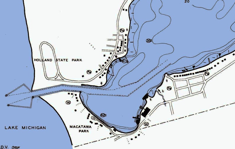 1941 Map of Lake Macatawa Ottawa County Michigan - Etsy Finland