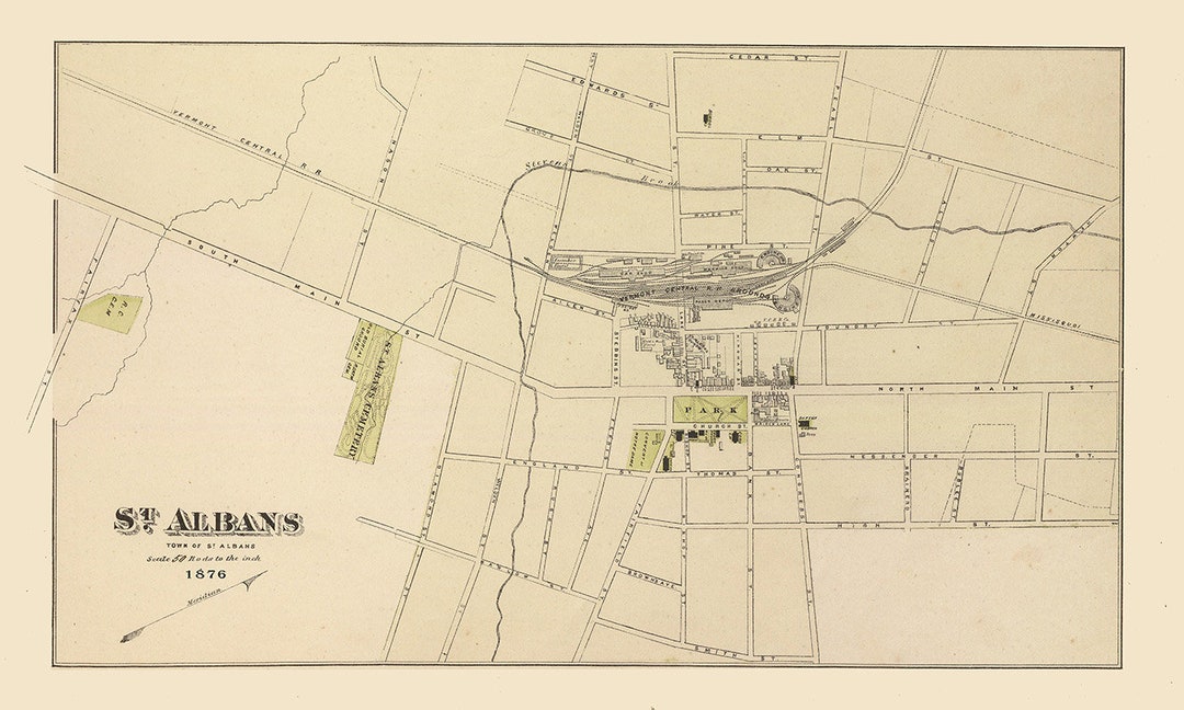 1876 Town Map of St Albans Vermont - Etsy