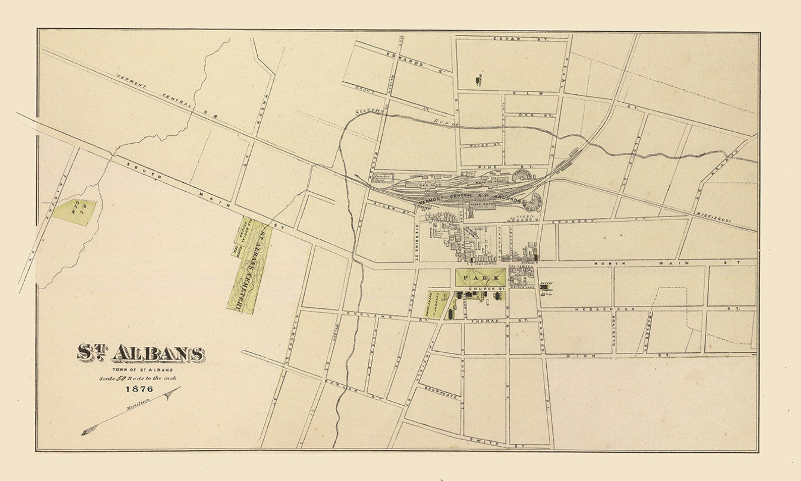 1876 Town Map of St Albans Vermont - Etsy