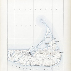 1890 Map of Nantucket Island Massachusetts - Etsy