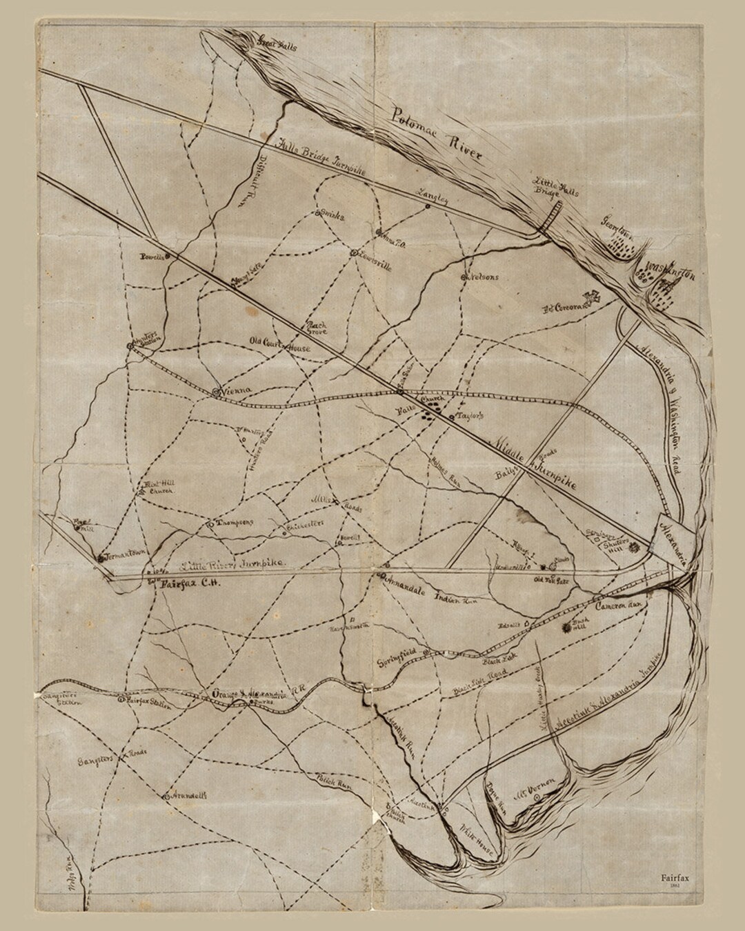 1861 Map of Fairfax County Virginia - Etsy