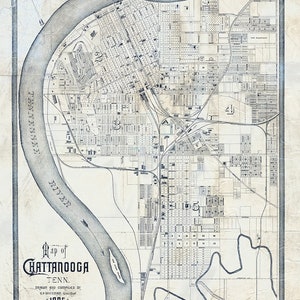 1885 Map of Chattanooga Tennessee - Etsy
