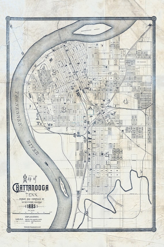 1885 Map of Chattanooga Tennessee | Etsy