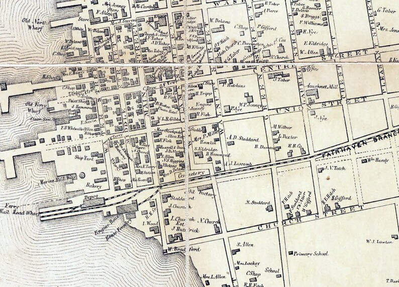 1855 Town Map of Fairhaven Bristol County Massachusetts - Etsy