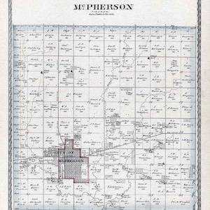 1884 Map of Mcpherson Township Mcpherson County Kansas - Etsy