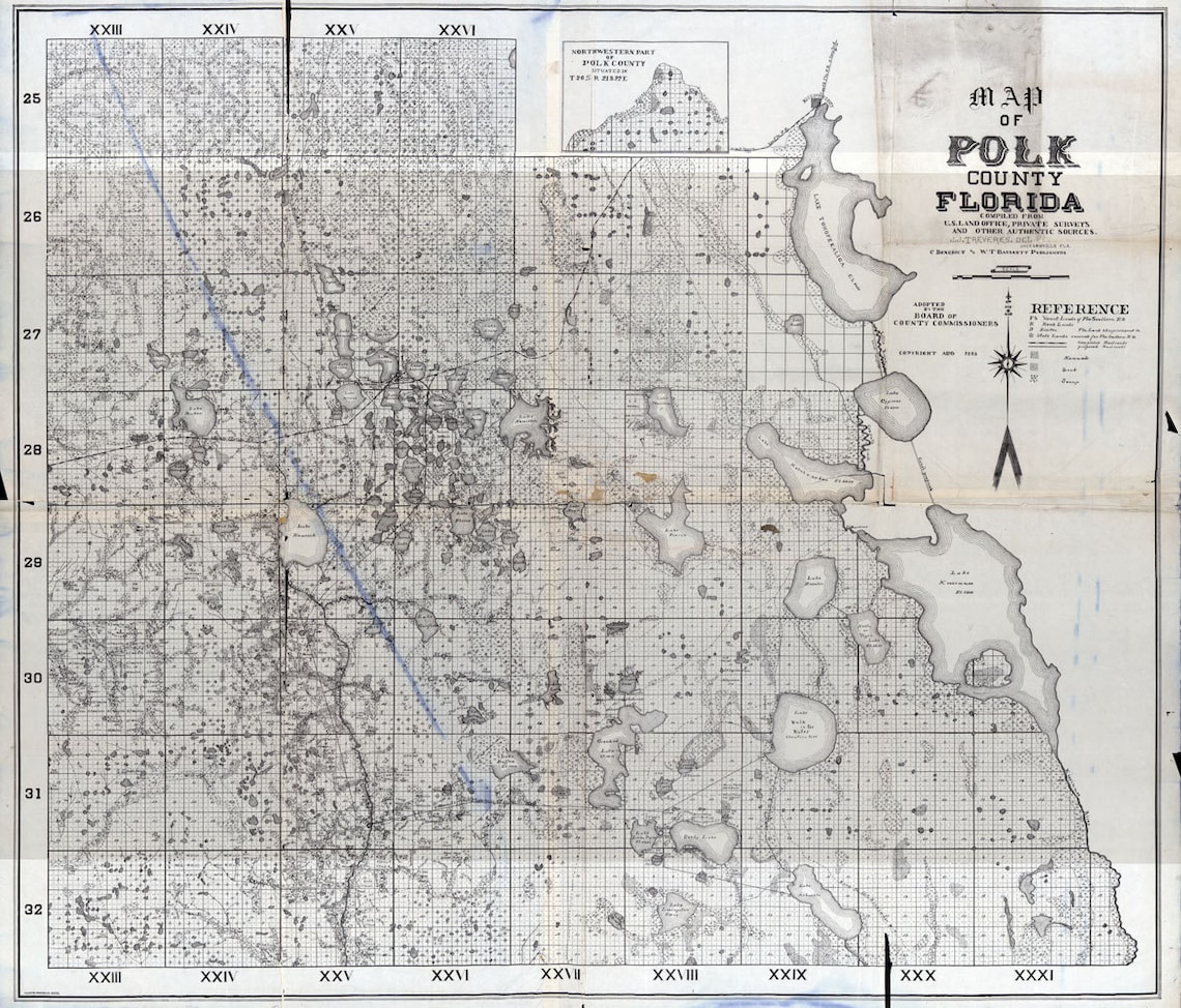 1883 Map of Polk County Florida | Etsy