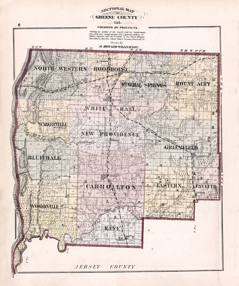 1873 Map of Greene County Illinois - Etsy