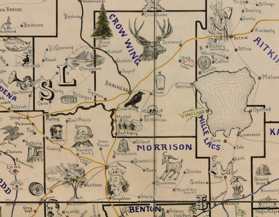 1897 Railway Mail Service Map of Minnesota - Etsy