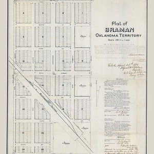 1898 Town Map of Braman Kay County Oklahoma - Etsy