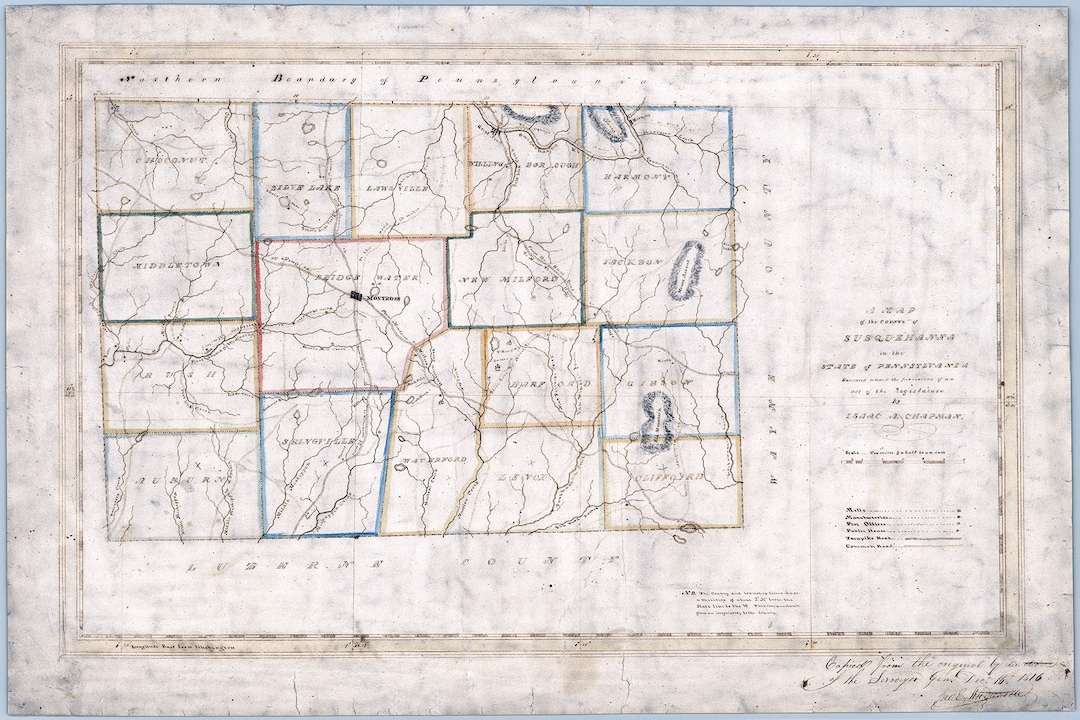 1816 Map of Susquehanna County Pennsylvania - Etsy
