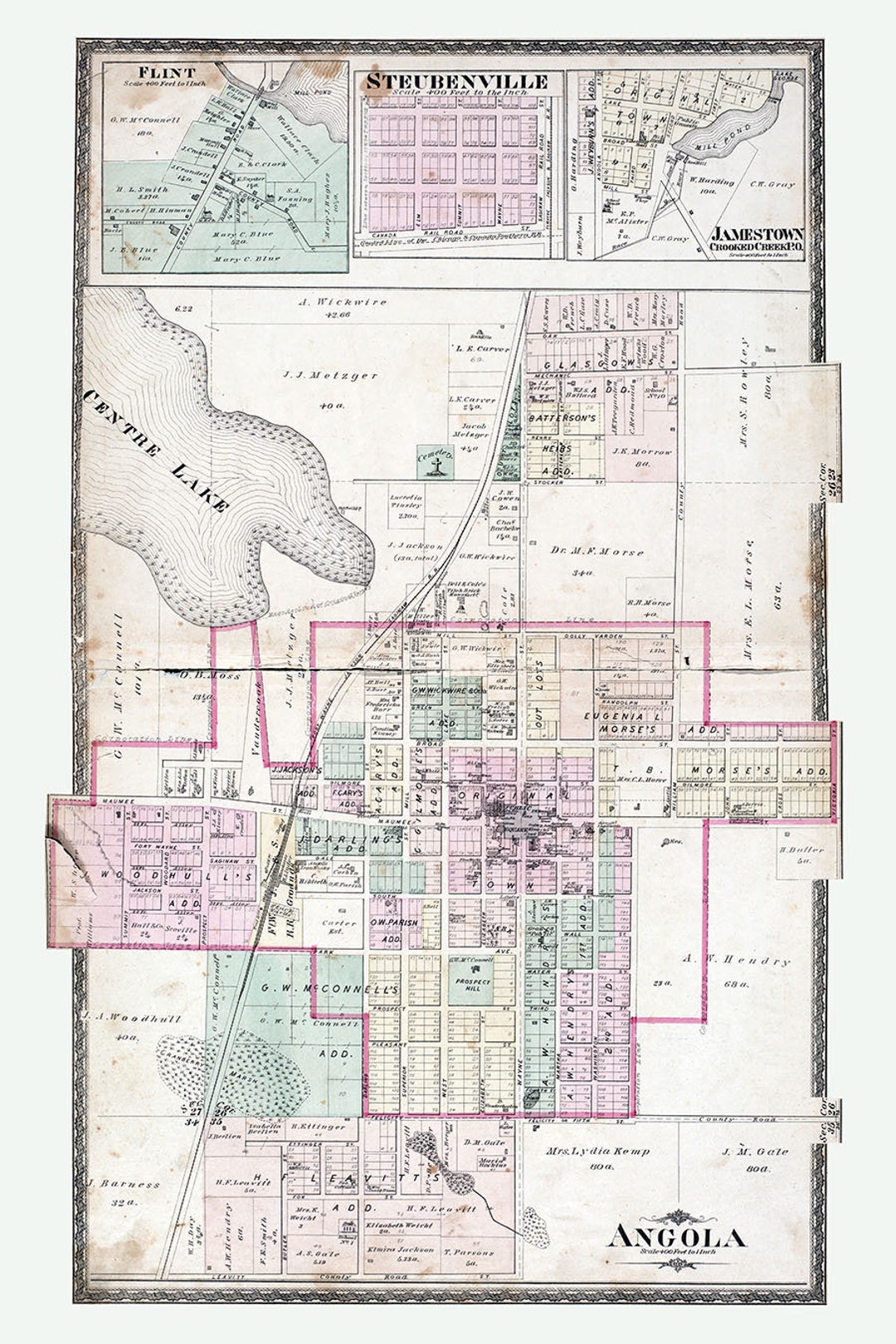 1880 Town Map of Angola Steuben County Indiana - Etsy