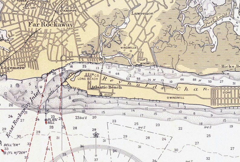 1934 Nautical Map of Hempstead Bay - Etsy