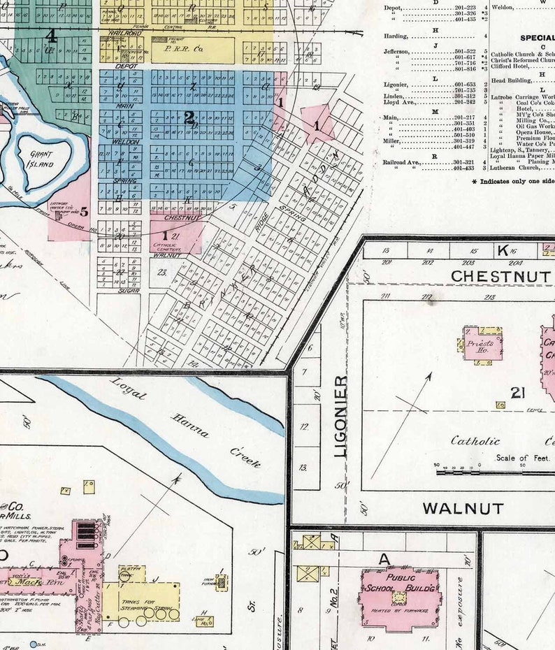 1887 Town Map of Latrobe Westmoreland County Pennsylvania - Etsy
