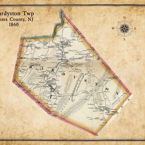 1860 Map of Hardyston Township Sussex County New Jersey - Etsy