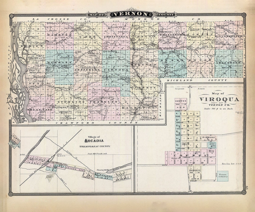 1878 Map of Vernon County Wisconsin - Etsy