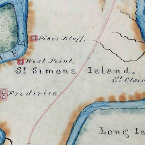 1869 Map of Saint Simons Island Glynn County Georgia - Etsy