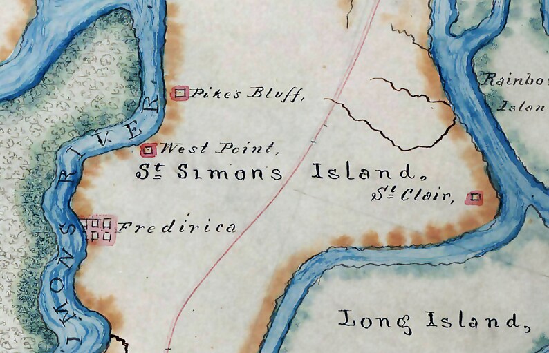 1869 Map of Saint Simons Island Glynn County Georgia - Etsy