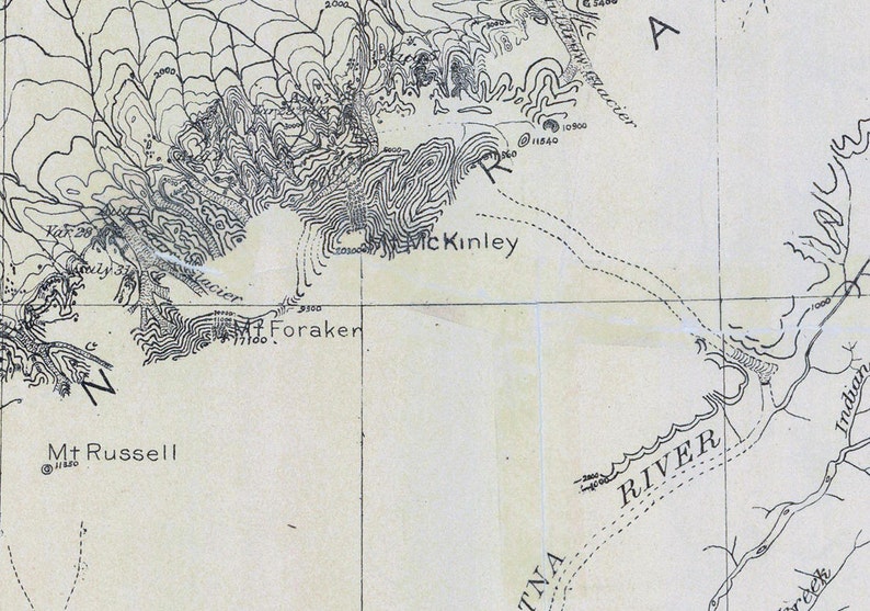 1904 Map of Mt Mckinley Region Alaska - Etsy