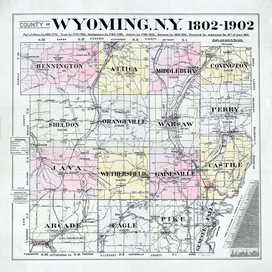 1902 Map of Wyoming County New York - Etsy