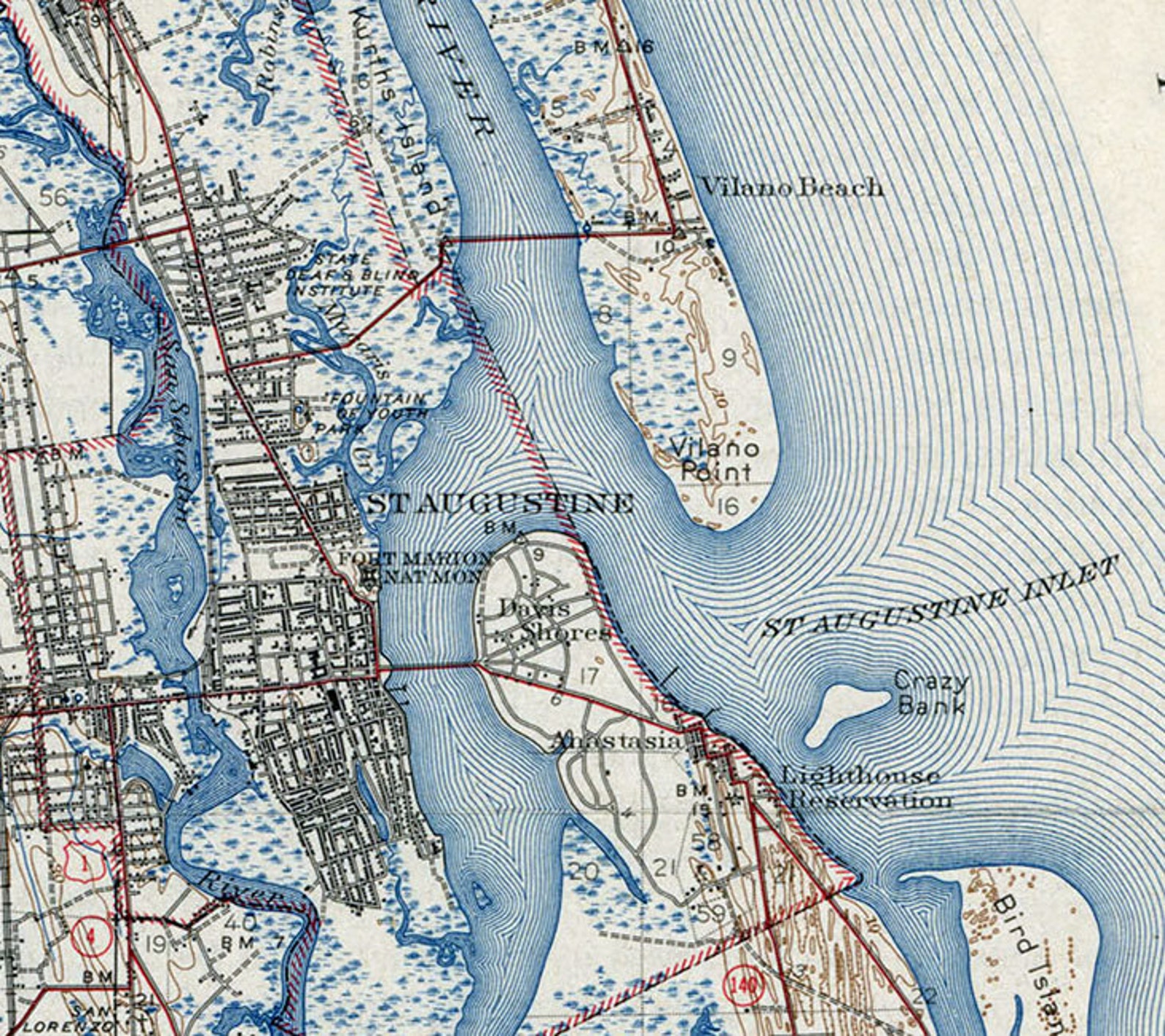 1937 Map of Saint Augustine Quadrangle Florida - Etsy