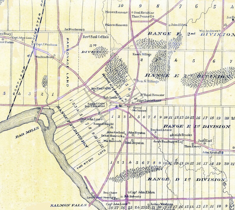 1870 Town Map of Buxton Maine - Etsy