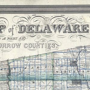 1849 Farm Line Map of Delaware County Ohio and Part of Marion and ...