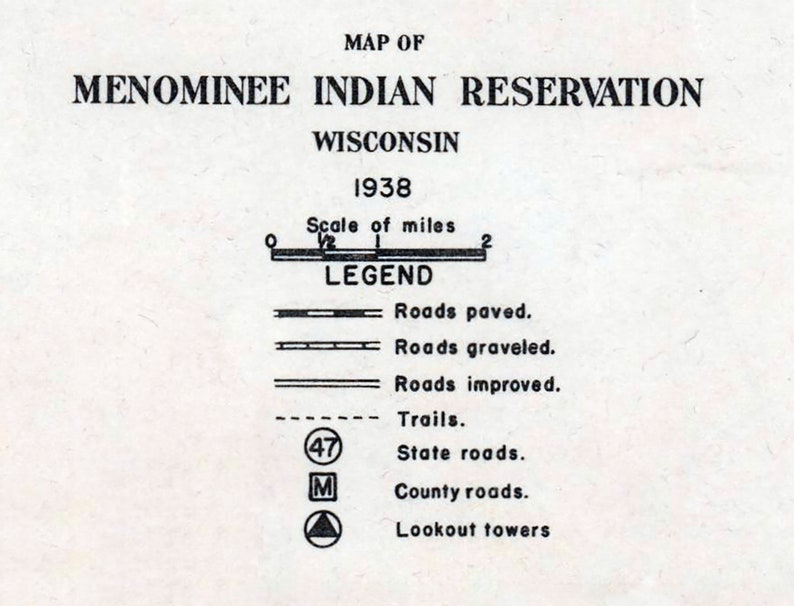1938 Map of Menominee Indian Reservation Wisconsin - Etsy Canada