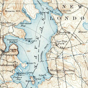 1902 Topo Map of Sunapee New Hampshire Quad Lake Sunapee - Etsy