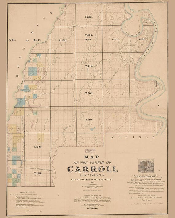 1860 Map of the Parish of Carroll Louisiana | Etsy