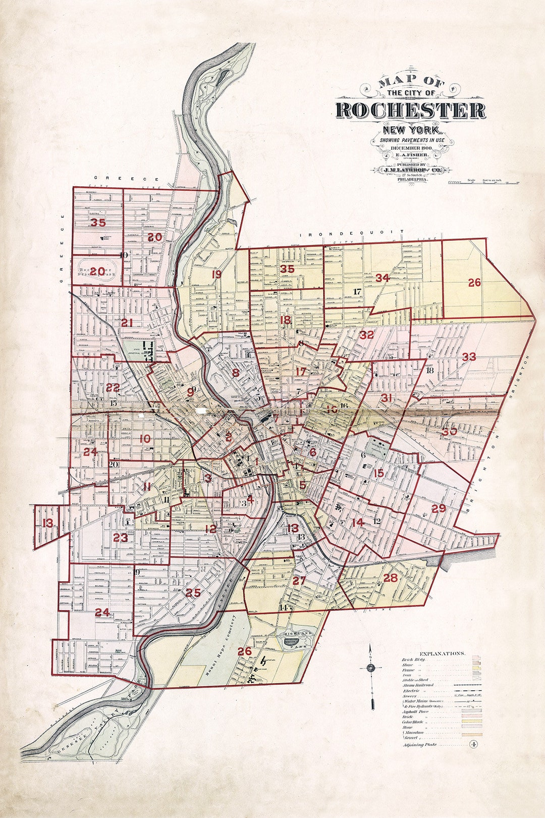 1900 Map of Rochester New York - Etsy