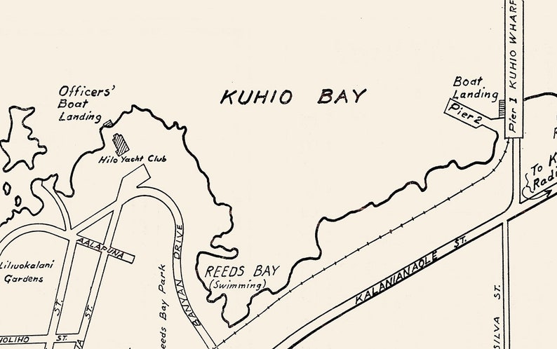 1937 Town Map of Hilo Hawaii - Etsy