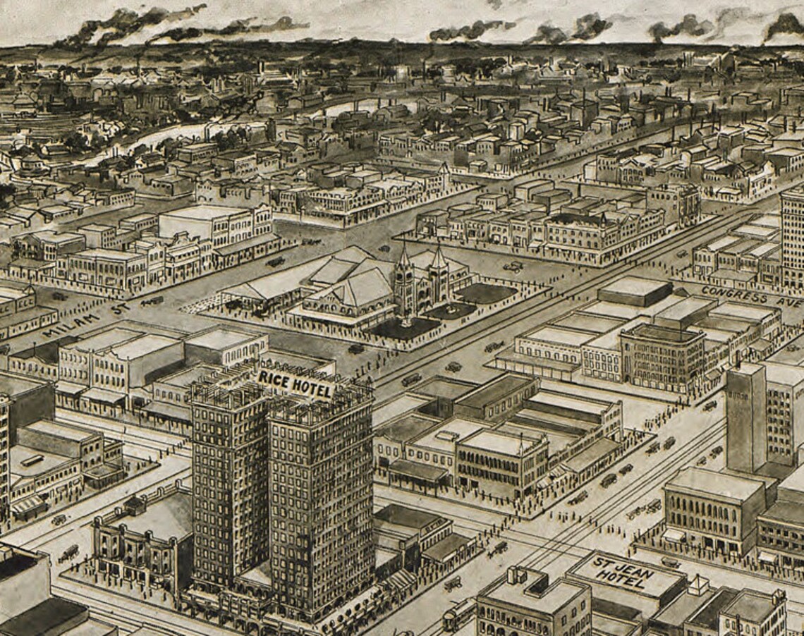 1912 Panoramic Map of Houston Texas | Etsy