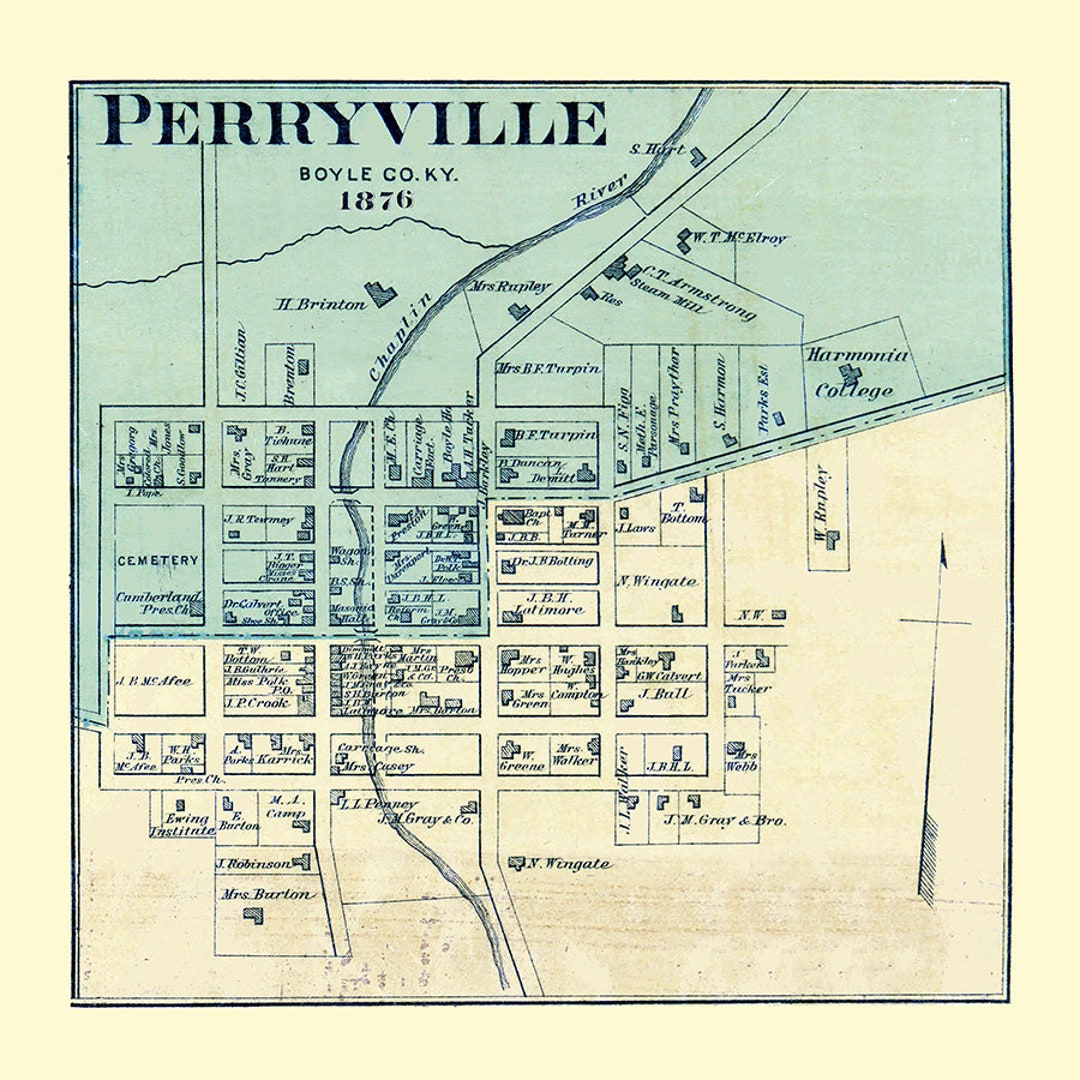 1876 Map of Perryville Boyle County Kentucky - Etsy