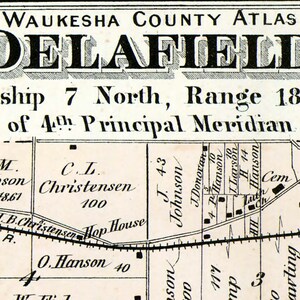 1873 Map of Delafield Township Waukesha County Wisconsin - Etsy