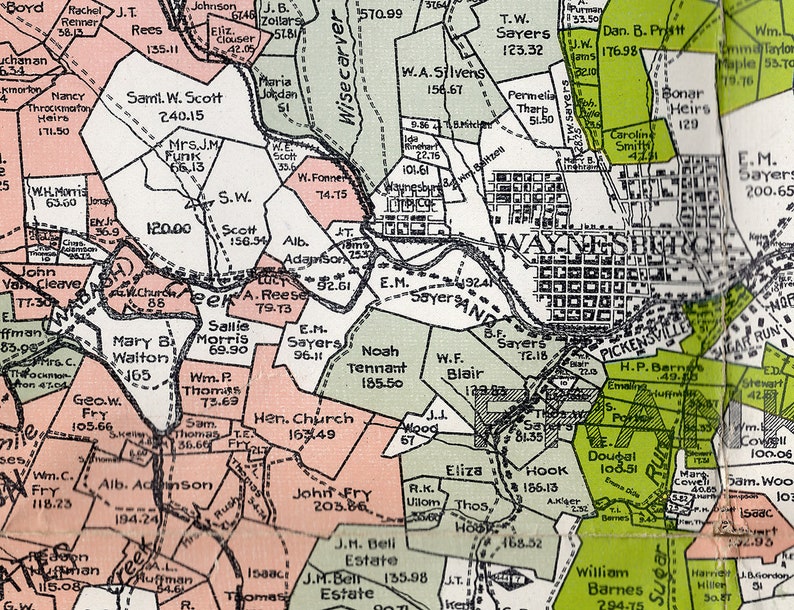 1907 Farm Line Map of Greene County Pennsylvania RARE BARNS Map - Etsy