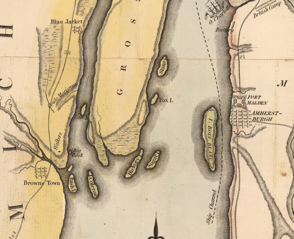 1813 Map of the Detroit River - Etsy