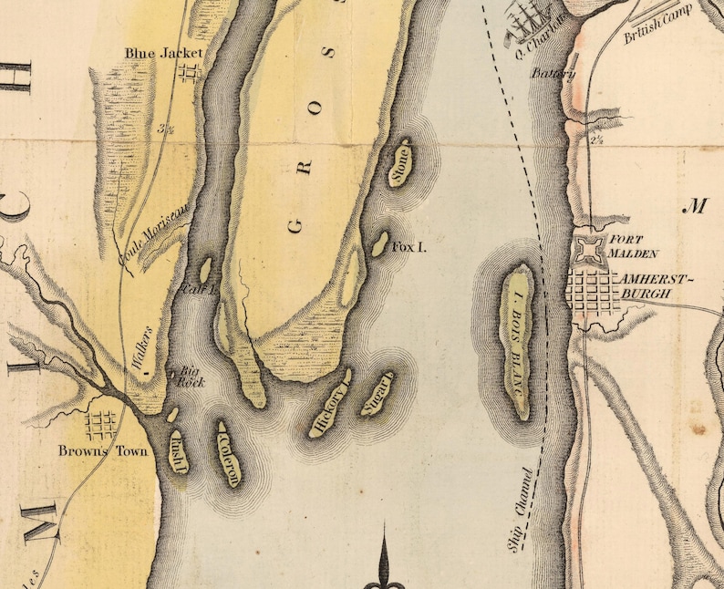 1813 Map of the Detroit River - Etsy