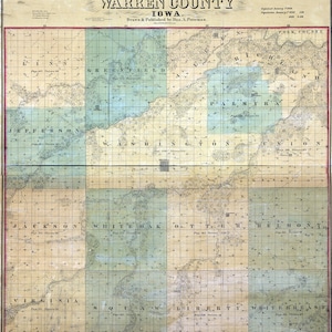 1859 Farm Line Map of Warren County Iowa Indianola - Etsy