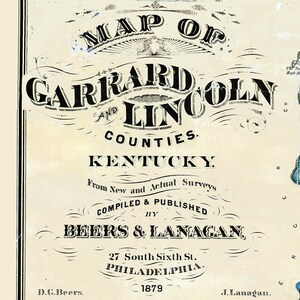 1879 Map of Garrard and Lincoln County Kentucky - Etsy