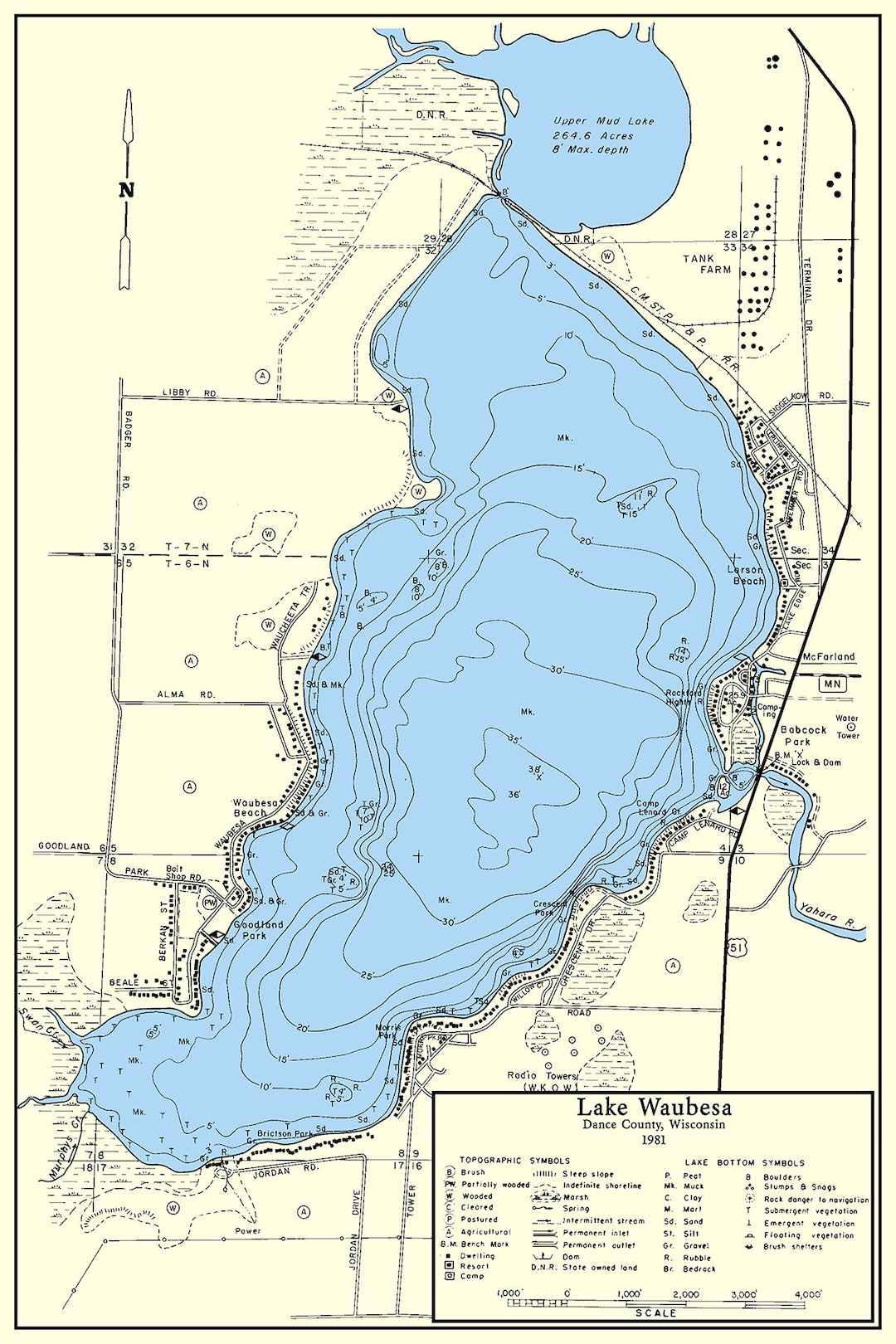 Burt Lake Fishing Map