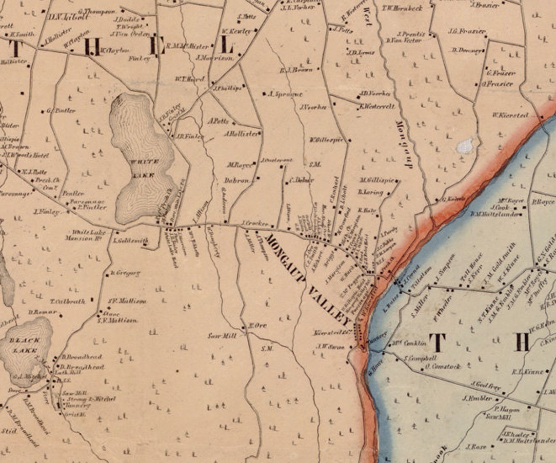1856 Map of Sullivan County NY From Actual Surveys Monticello - Etsy