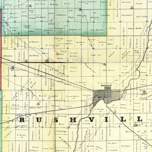 1856 Farm Line Map of Rush County Indiana - Etsy