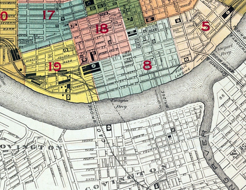 1893 Map of Cincinnati Ohio and Vicinity | Etsy