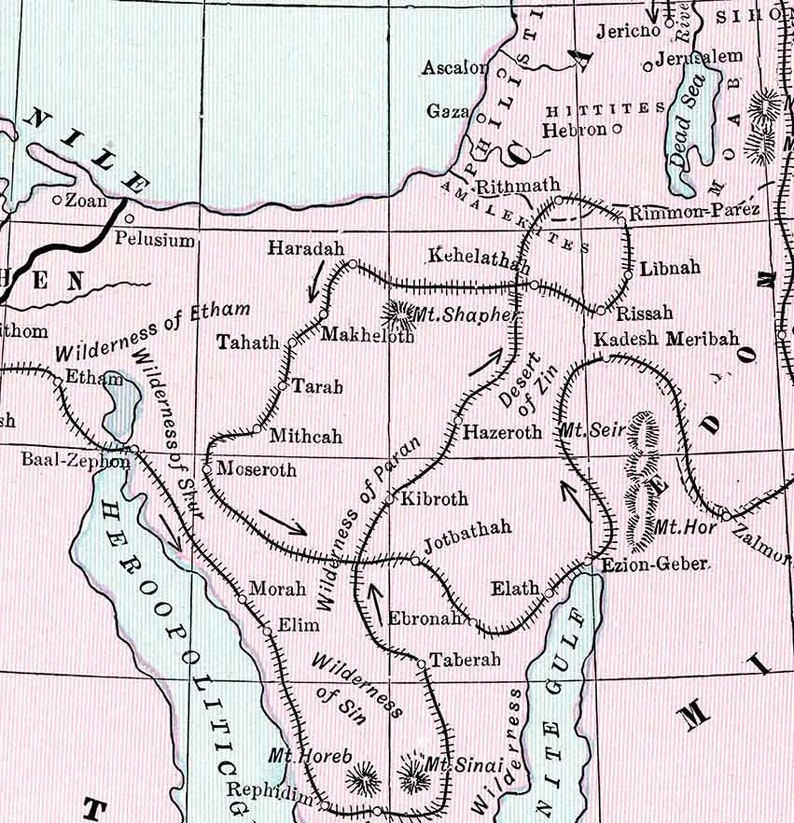 1900 Map of Canaan Part of Egypt Jerusalem Red Sea Goshen - Etsy