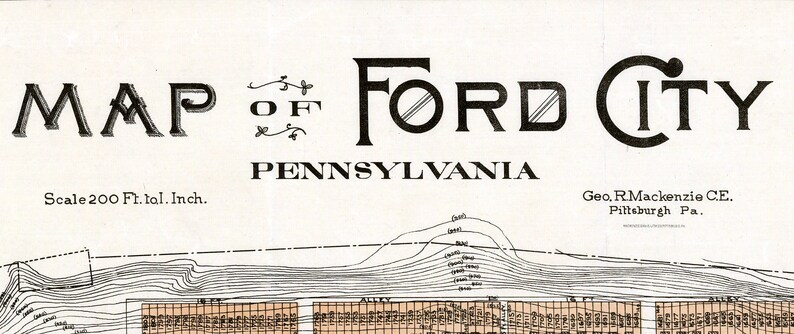 1898 Map of Ford City Pennsylvania - Etsy