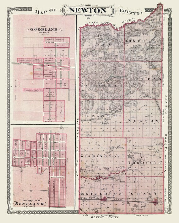1876 Map of Newton County Indiana - Etsy