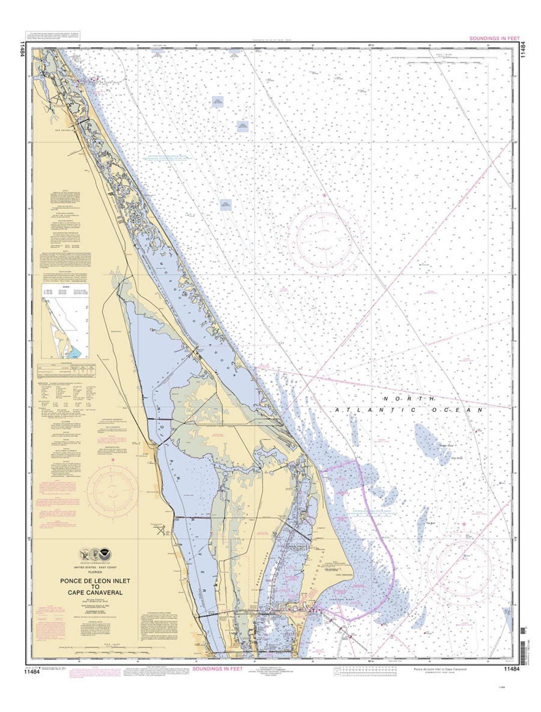 2011 Nautical Map of Ponce De Leon Inlet to Cape Canaveral Florida - Etsy