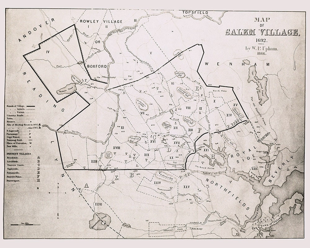 1692 Village Map of Salem Massachusetts - Etsy