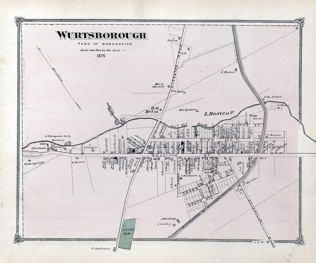 1875 Town Map of Wurtsborough Sullivan County New York - Etsy