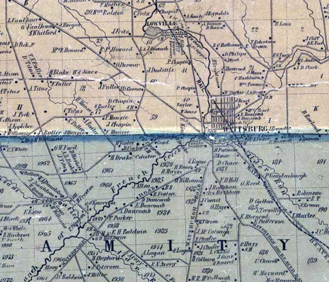1855 Farm Line Map of Erie County Pa Landowner & Farm Names - Etsy